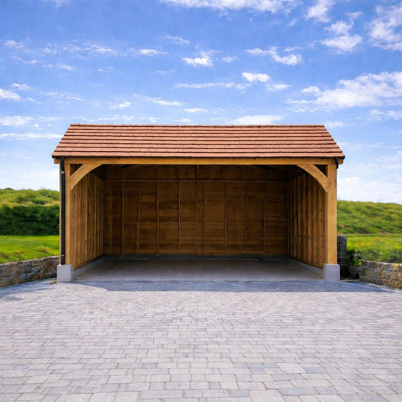 Single Oak Car Port - Cedar Shingle Roof – Ruby Group