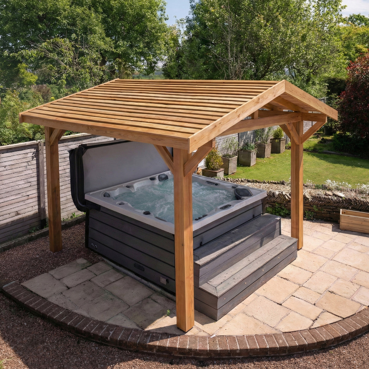 Planed Cedar Pergola - Cedar Featheredge Roof – Ruby Group