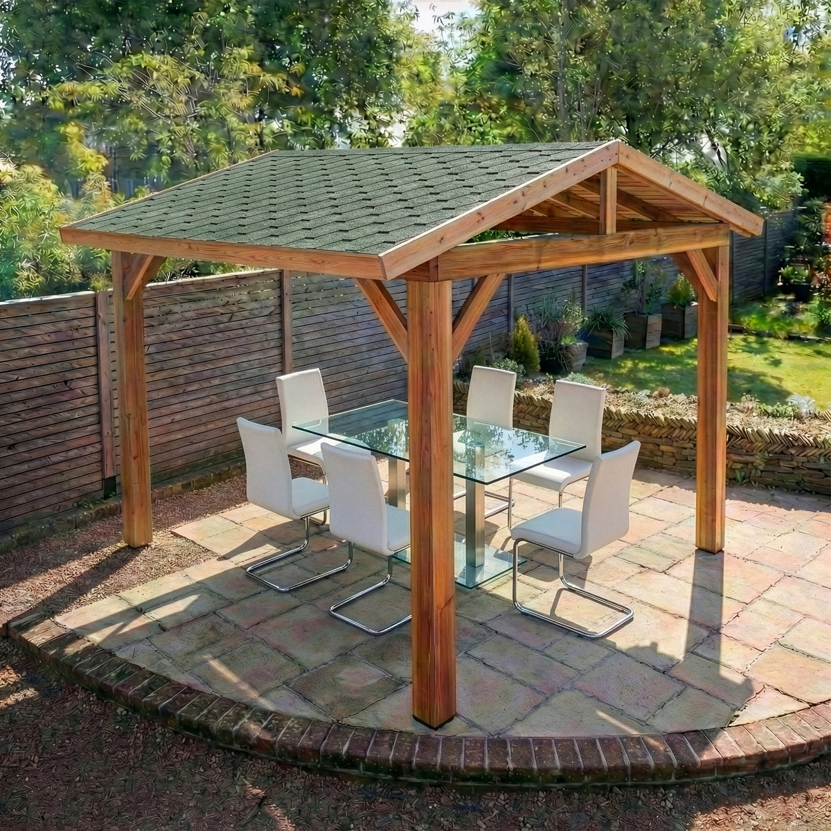 Planed Cedar Pergola - Katepal Green Roof - No Overhang – Ruby Group