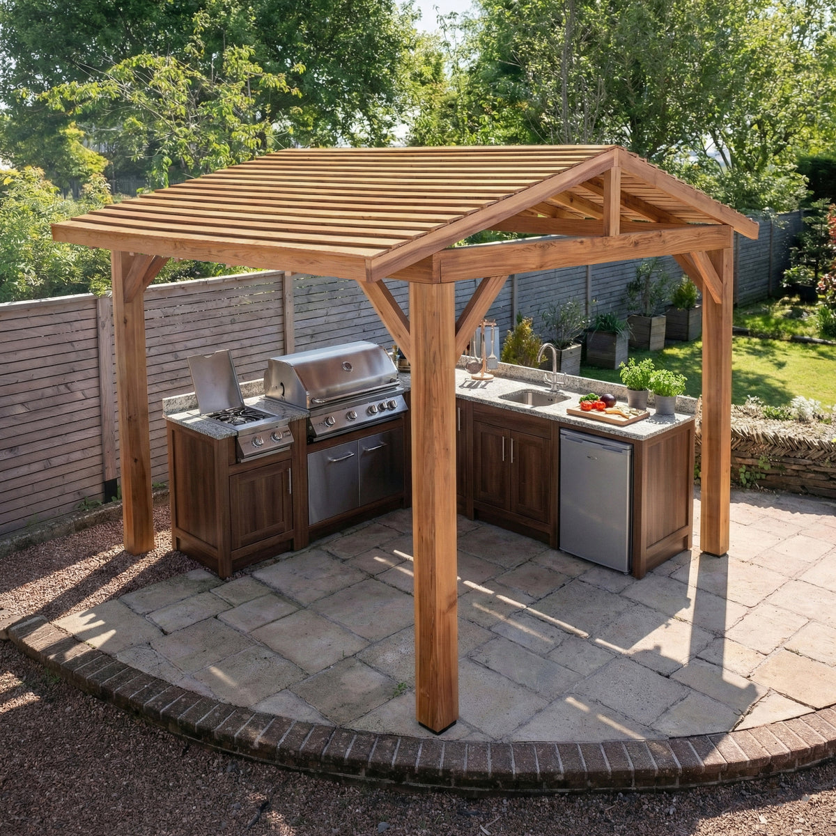 Planed Cedar Pergola - Cedar Featheredge Roof - No Overhang – Ruby Group