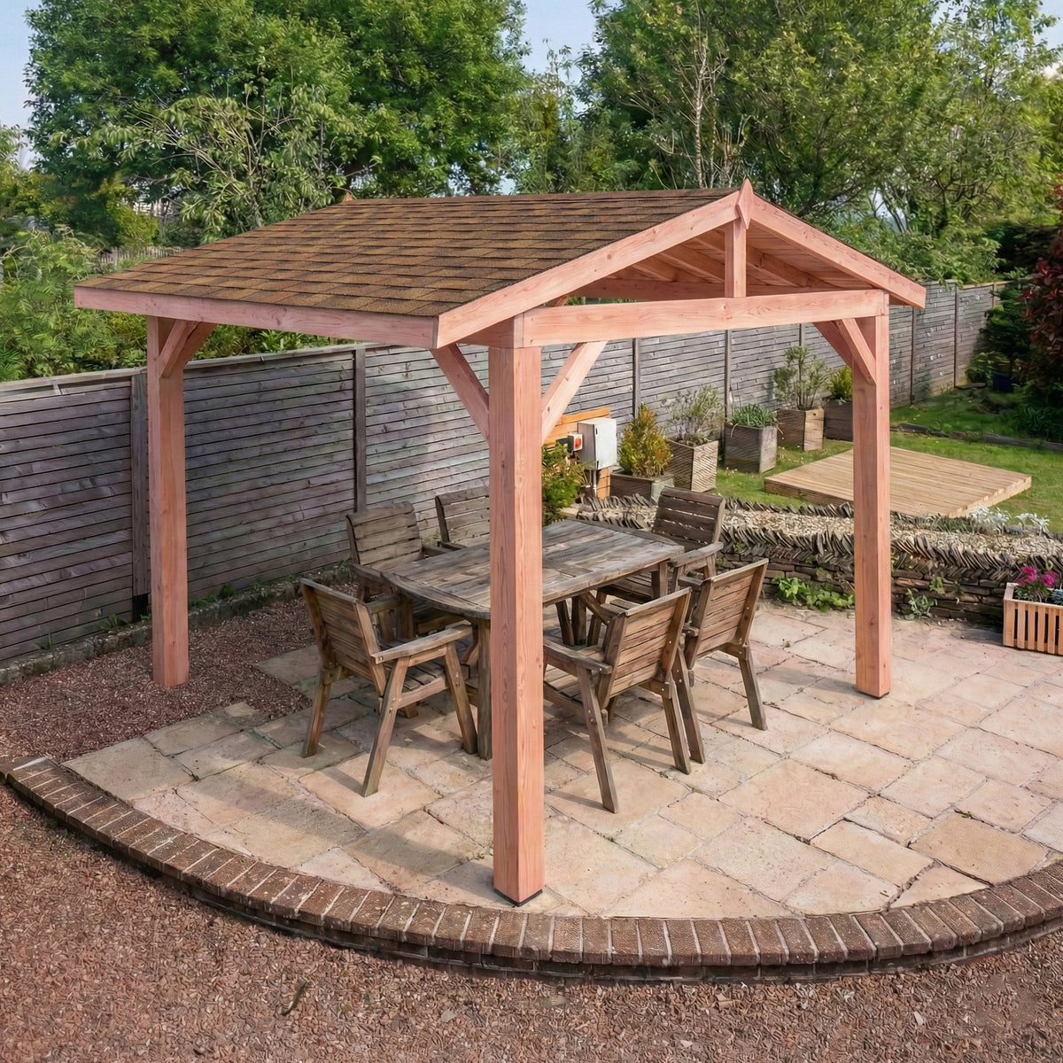 Larch Rough Sawn Gazebo - With Katepal Shingles Brown - No Overhang ...