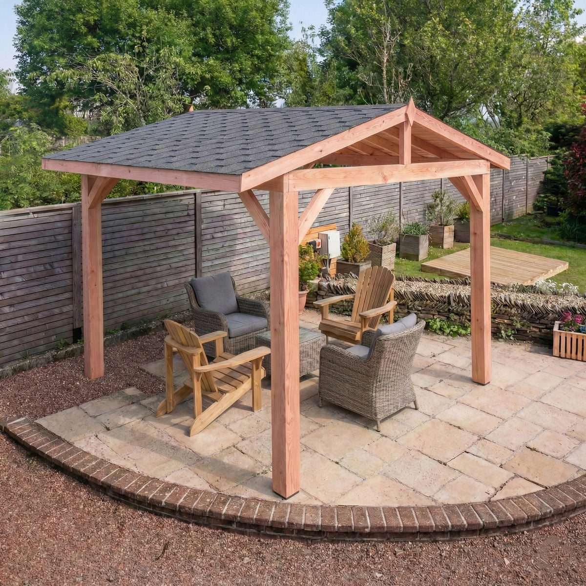 Planed Larch Gazebo - With Katepal Shingles Grey - No Overhang – Ruby Group