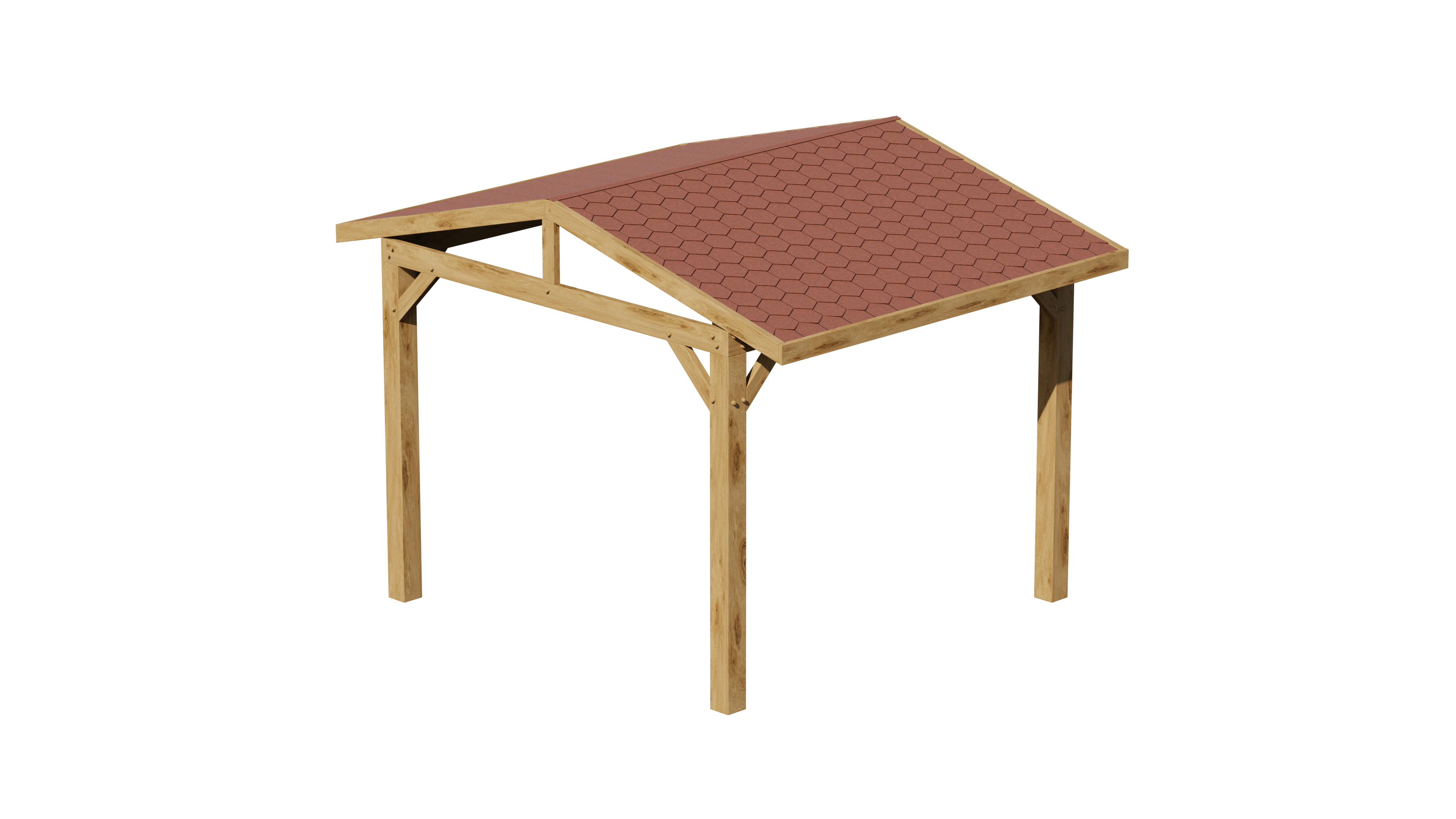 Premium Oak Pergola | Katepal Red Shingle Roof – Ruby Group