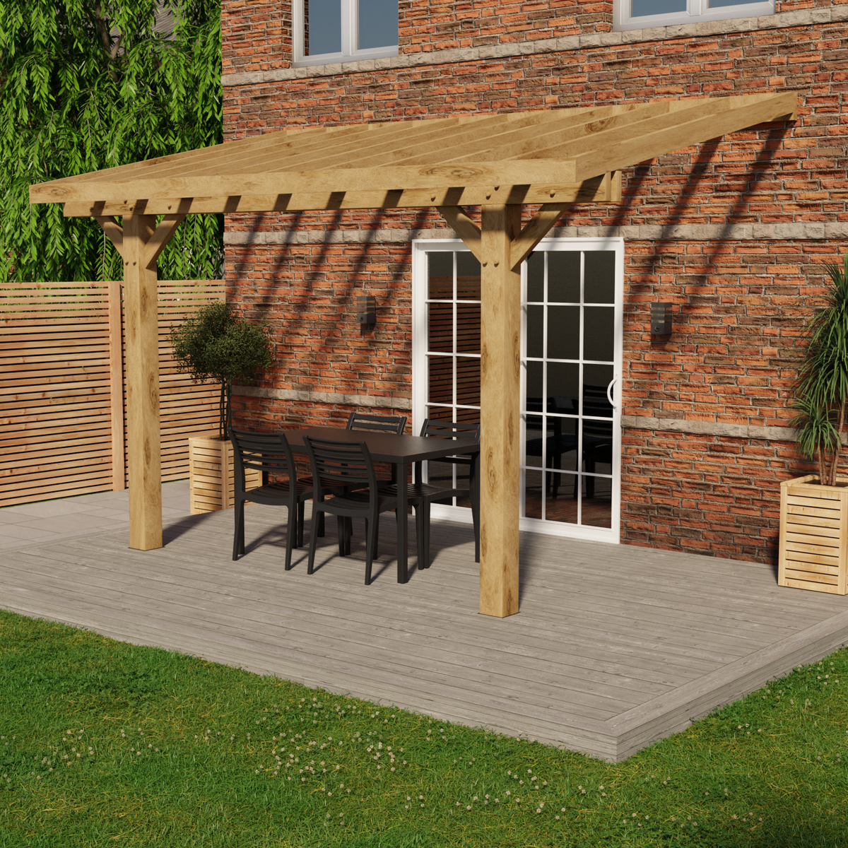 Oak Wooden Pergola - Open Roof - Lean-To Structure – Ruby Group