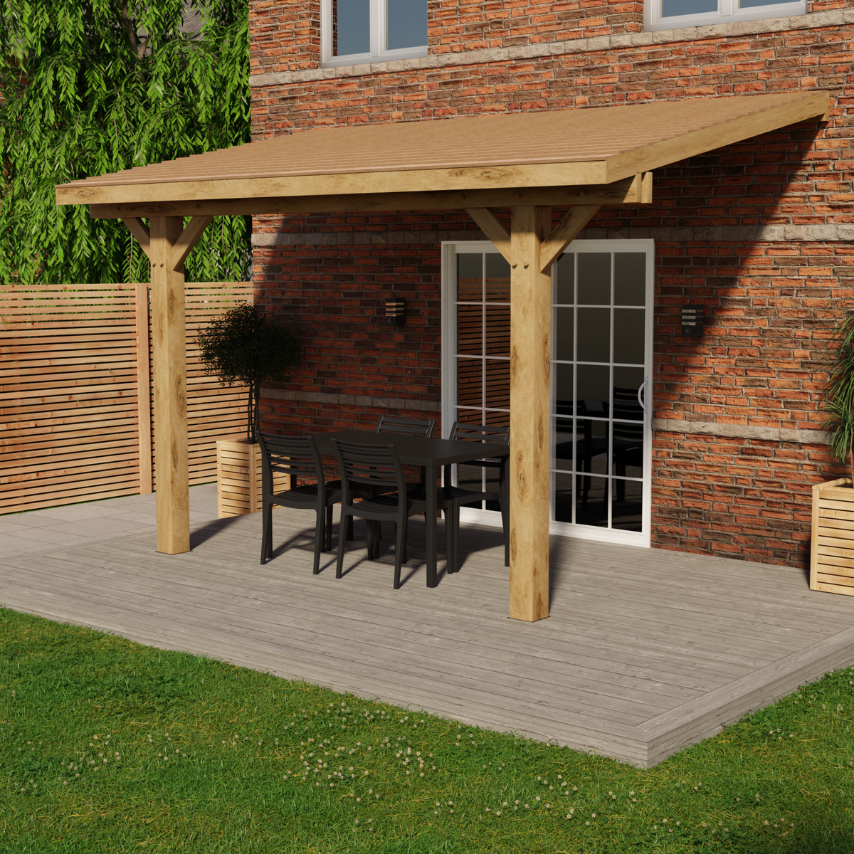 Oak Wooden Gazebo - Cedar Featheredge Roof - Lean-To Design – Ruby Group
